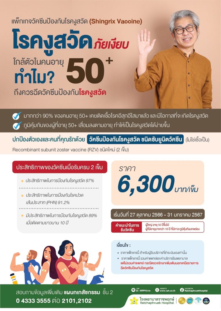 แพ็กเกจวัคซีนป้องกันโรคงูสวัด (Shingrix Vaccine)สำหรับผู้ใหญ่ อายุ 50 ...